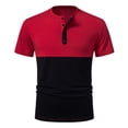 Ceisia Men's Short Sleeve Three Button Placket Contrast Color Crewneck ...