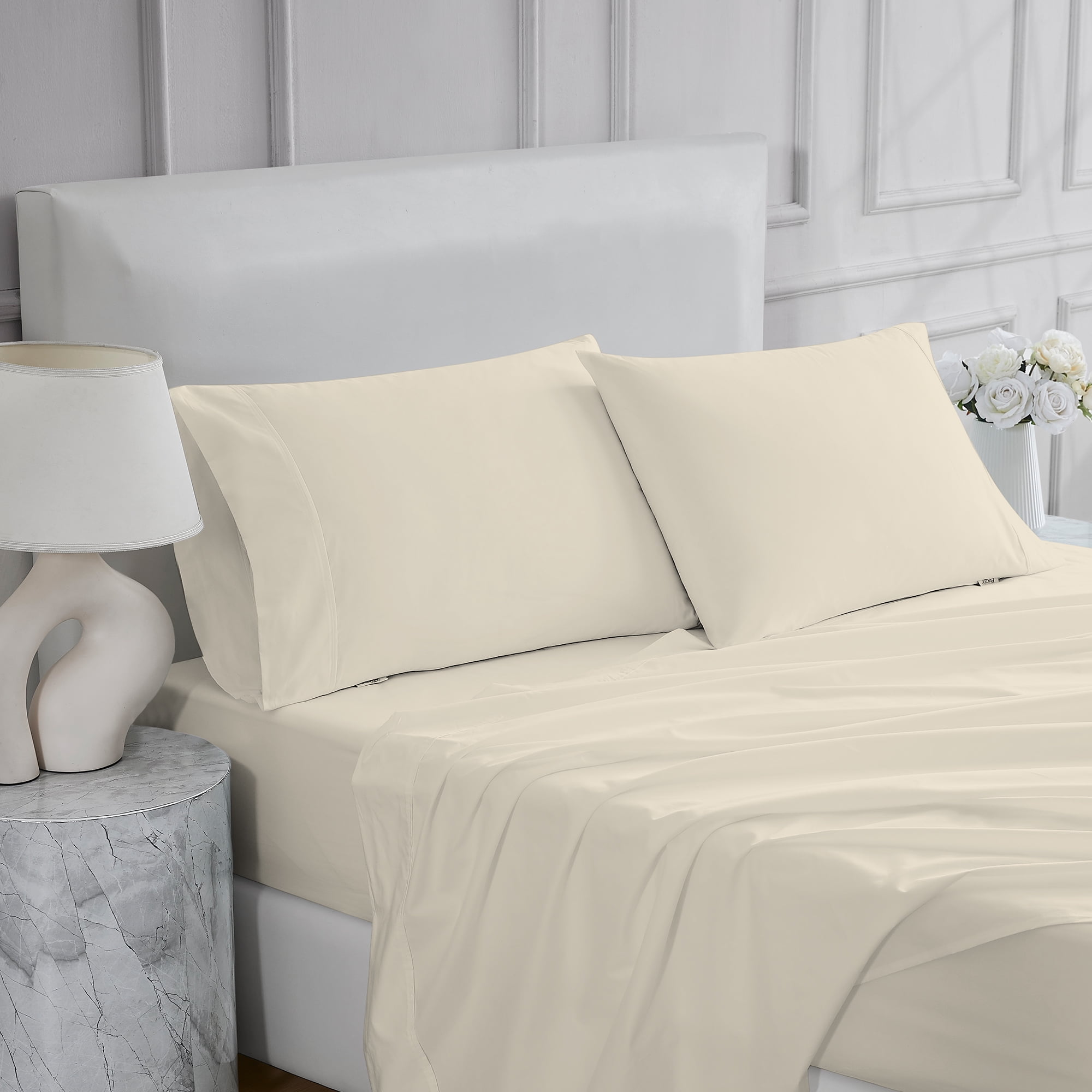 Draps de Lit 100 % Coton, Poche Profonde, Résistants aux Plis, Satin ...