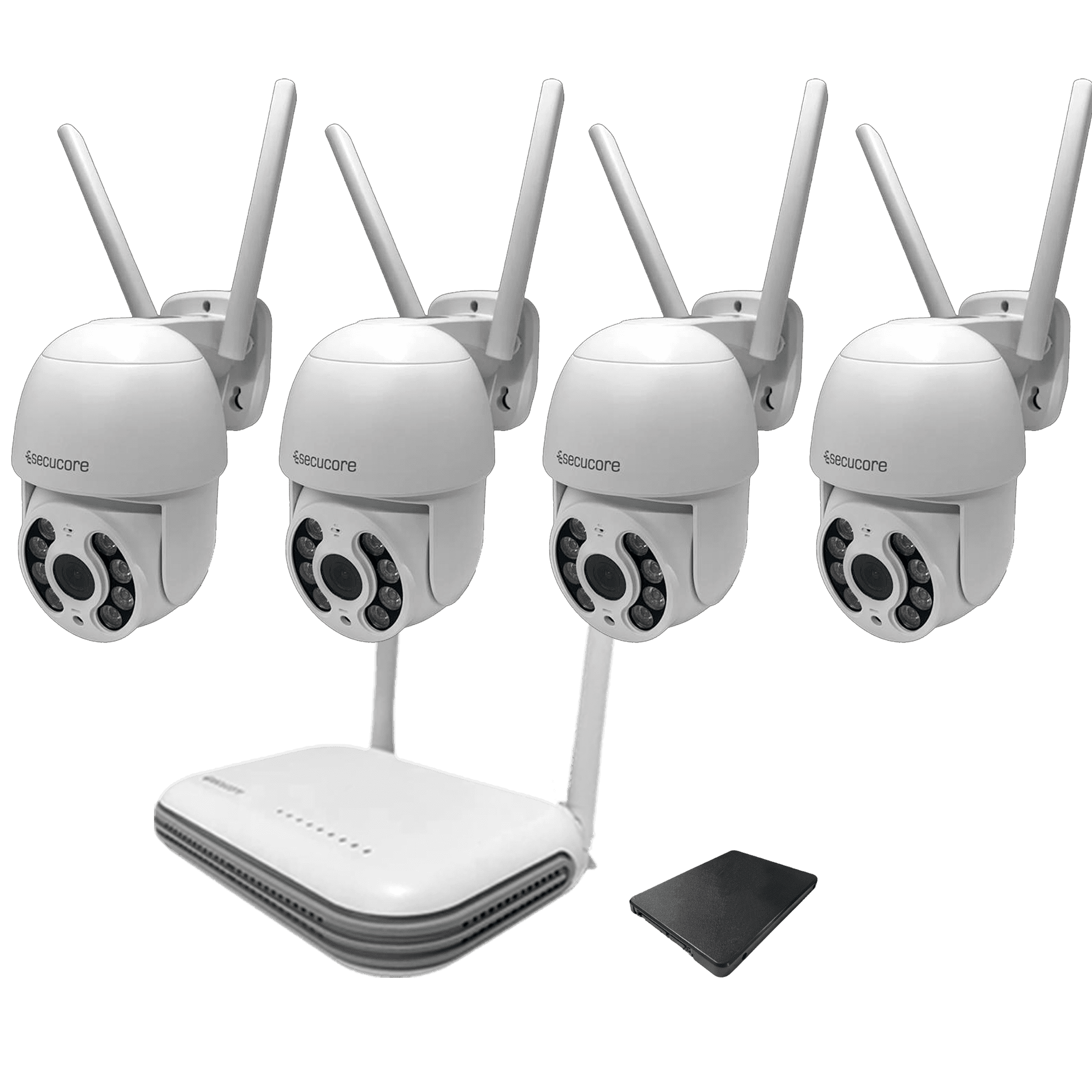 Kit de 4 Cámaras Secucore 2K Seguridad Wifi Exterior Disco Duro 2TB ...