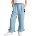 Tranfacy Girls 3-16 Years Trousers Denim Bow Lace Flare Wide Leg Full ...