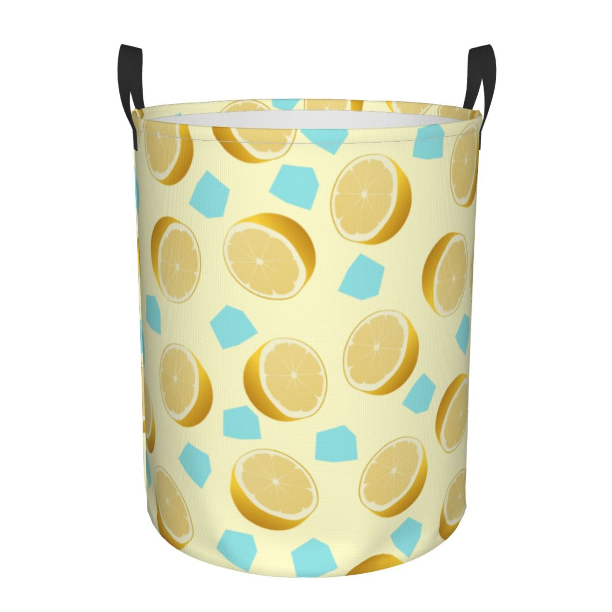 DouZhe Waterproof Collapsible Large Laundry Baskets, Lemon Citrus Ice ...