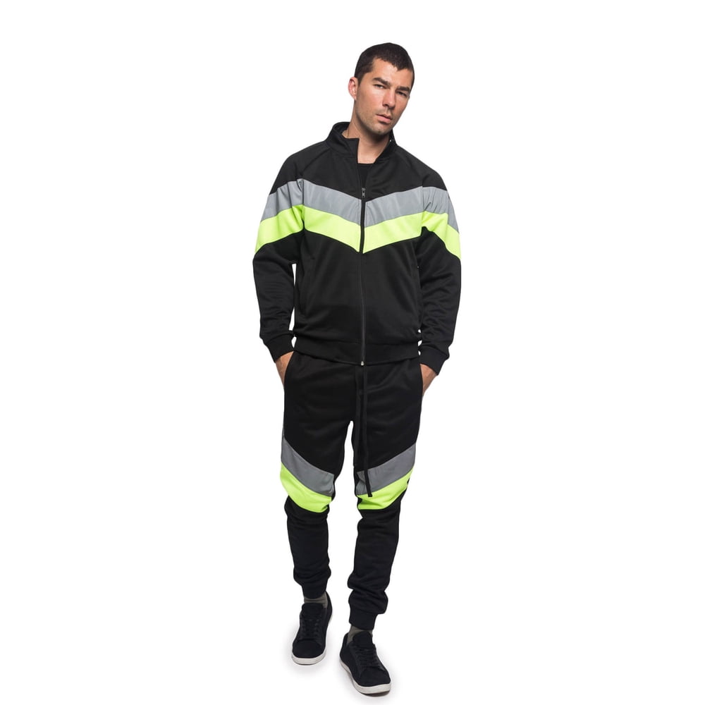 G-Style USA - Men's Reflective Neon Track Suits 2 Piece Sweatsuit Set ...