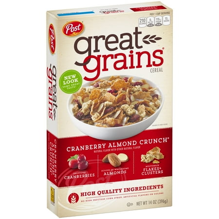 Post Great Grains Whole Grain Cereal, Cranberry Almond Crunch, 14 Oz ...