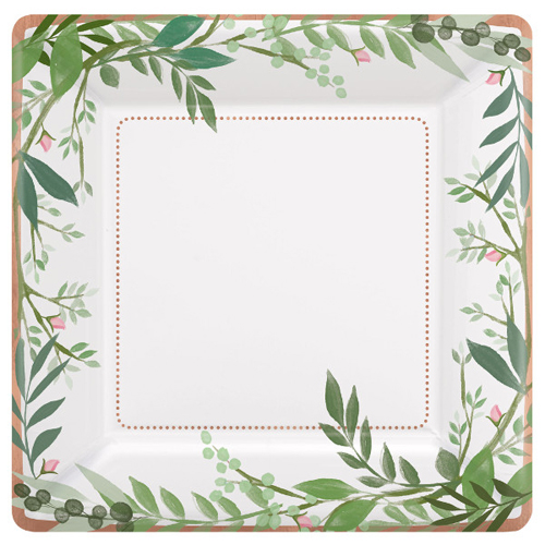 Wedding and Bridal 'Love and Leaves' Extra Large Paper Plates (8ct ...