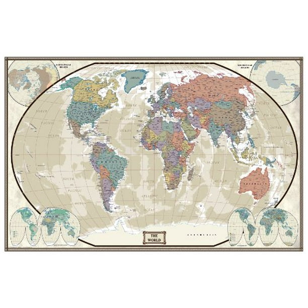 24x36 World Executive Wall Map Poster Mural Laminated - Walmart.com