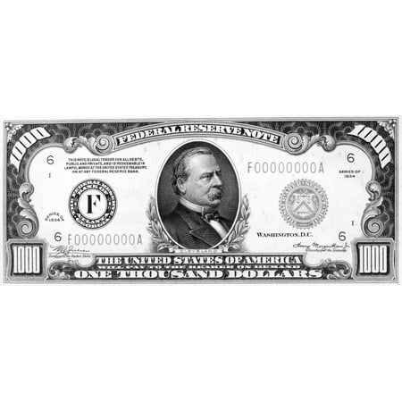 1,000 Dollar Bill. /Npresident Grover Cleveland On The Front Of A U.S ...
