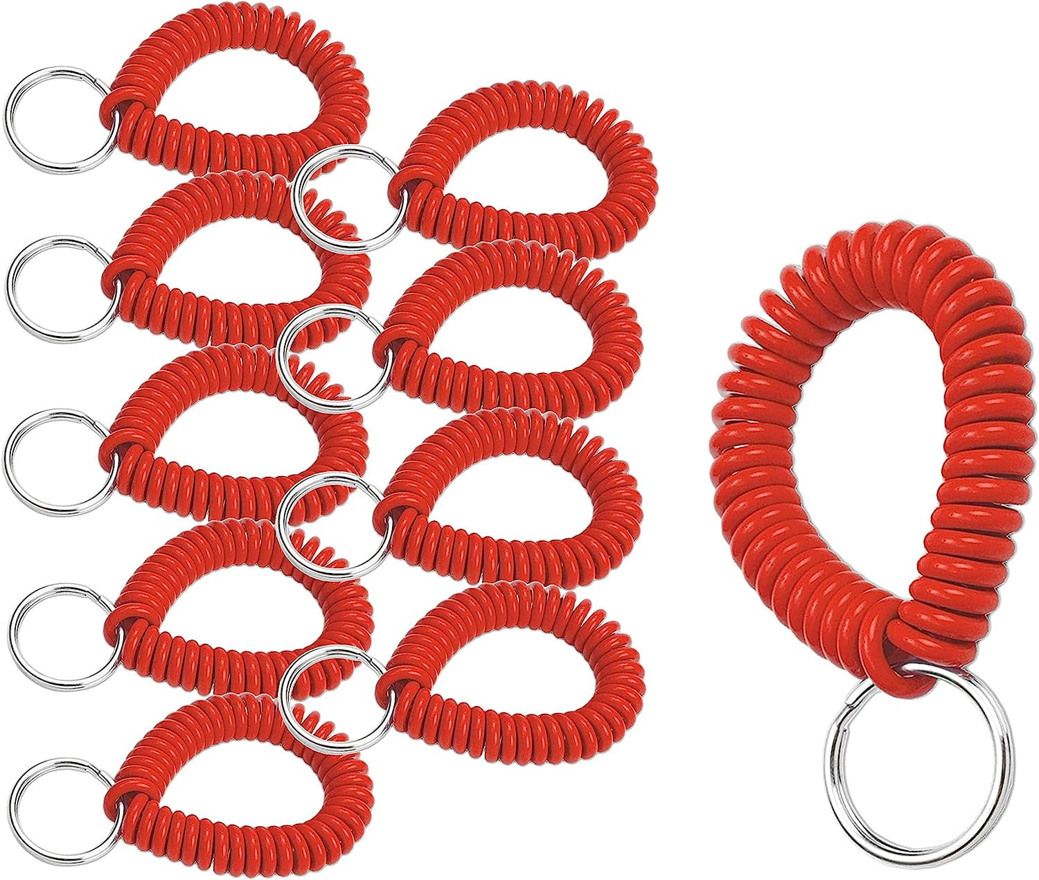 2" Spiral Wrist Coil with Steel Key Ring, Multi-Color Flexible Wrist ...