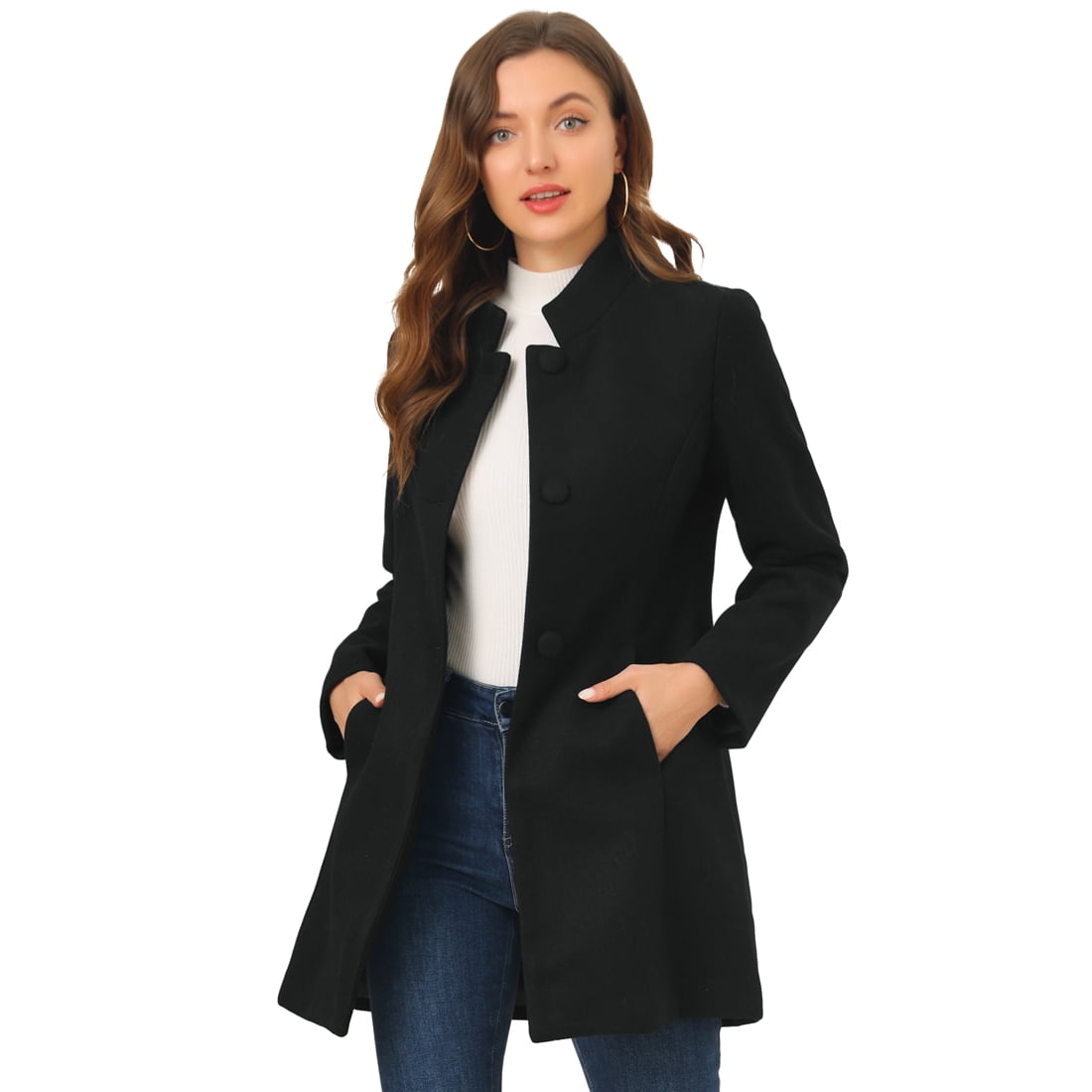 Click here for Inspire Chic Womens Winter Overcoat Stand Collar S... prices