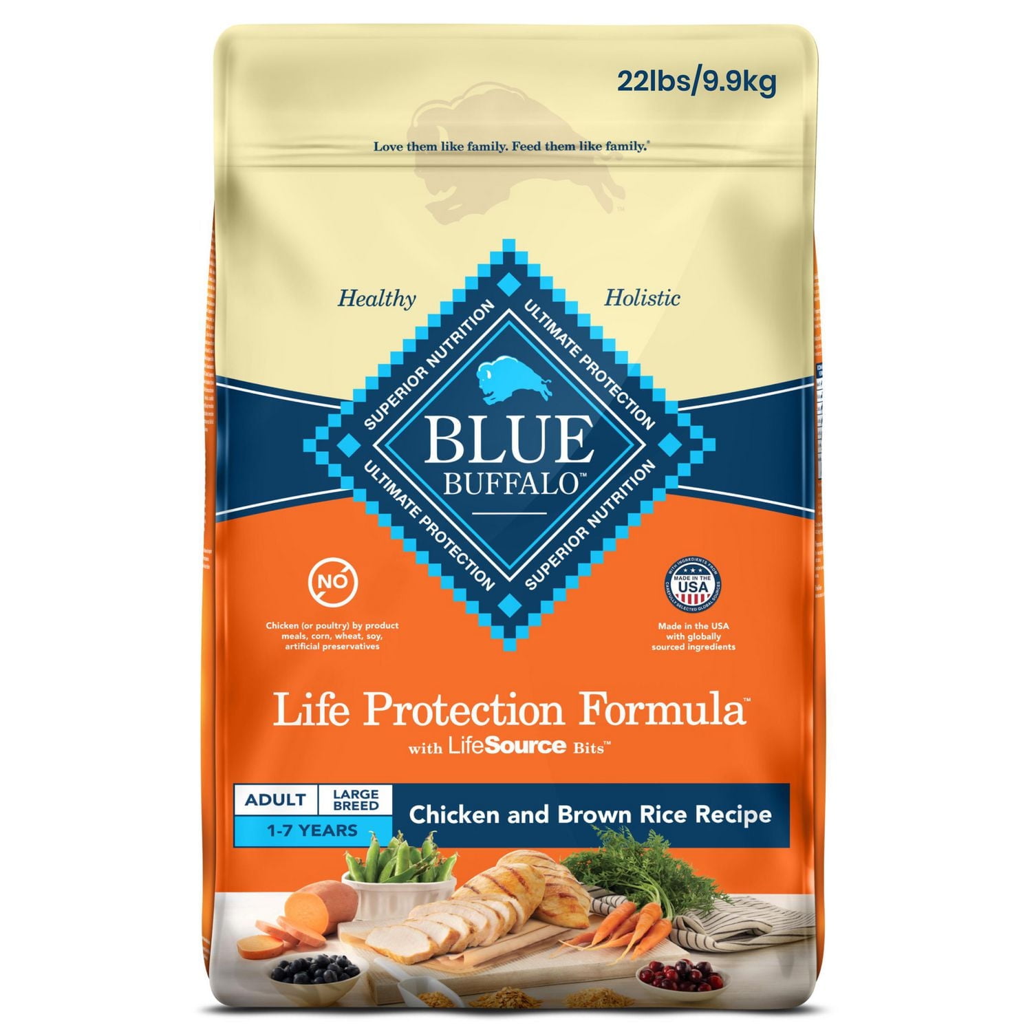 Blue Buffalo Large Breed Adult Chicken and Brown Rice Dry Dog Food 9 ...