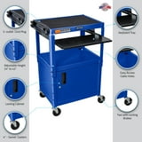 Adjustable Height Blue Metal A/V Cart With Pullout Keyboard Tray And ...