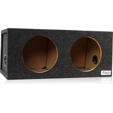 12 in. Dual Square Vented Subwoofer Speaker Enclosure Box, Black ...