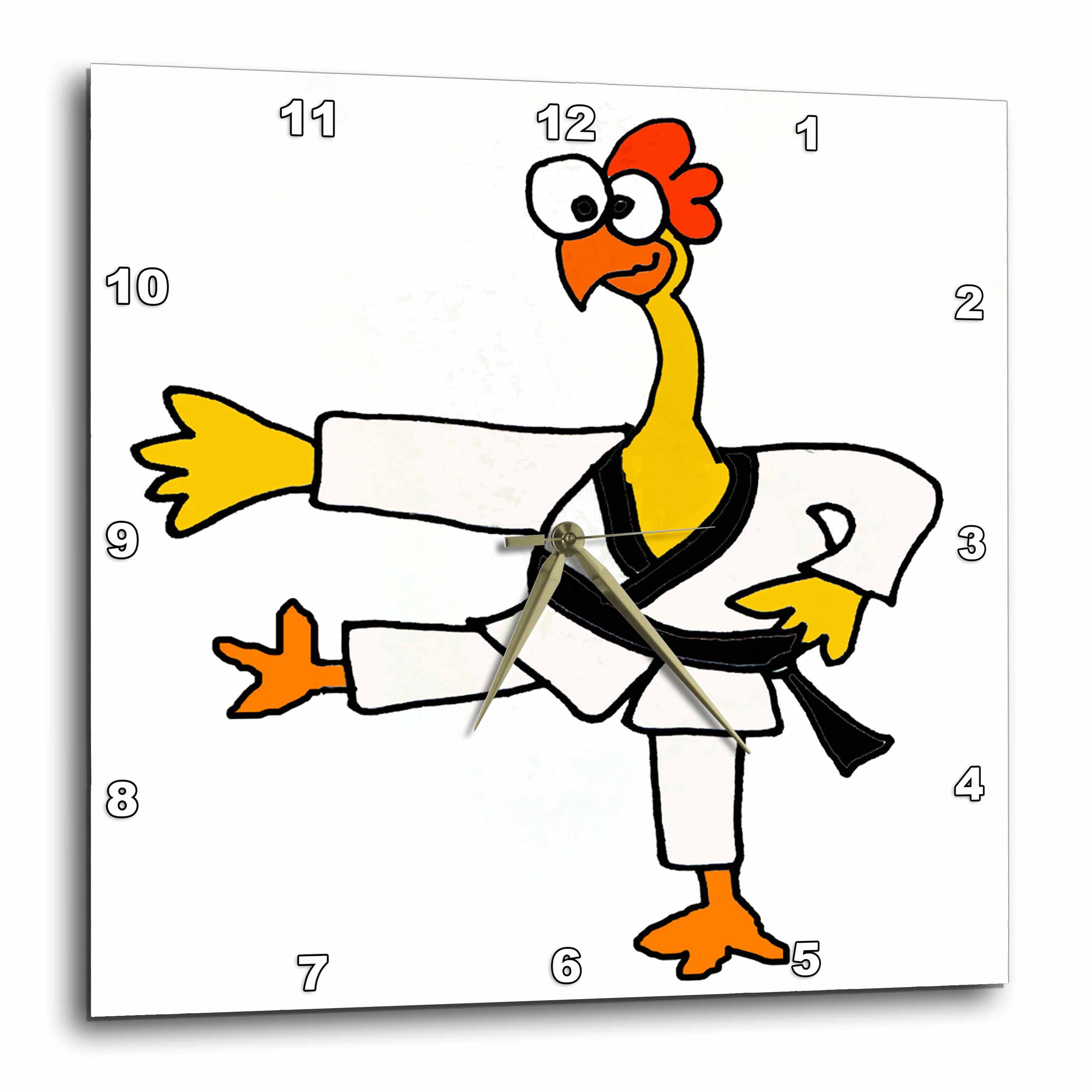 3dRose Funny Silly Rubber Chicken Doing Karate - Wall Clock, 10 by 10 ...