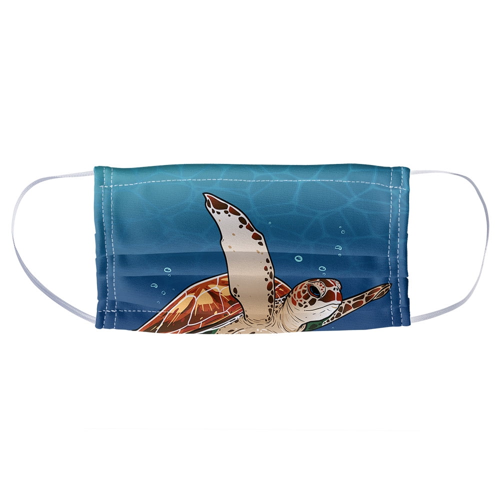 Sea Turtle Swimming in Ocean 1-Ply Reusable Face Mask Covering, Unisex ...