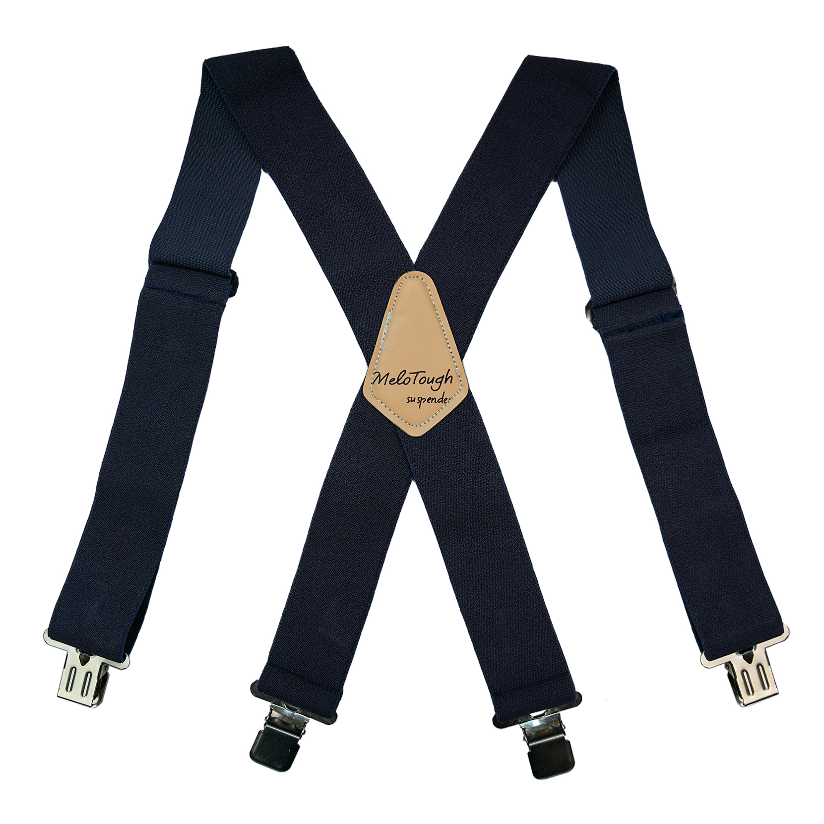 Mens Elastic x-Back Adjustable Clip-on Suspenders With Leather Trim ...