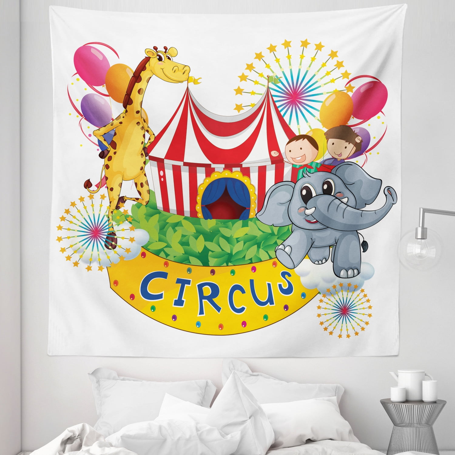 Colorful Tapestry, Show Animals Smiling Magician and Happiness Themed ...