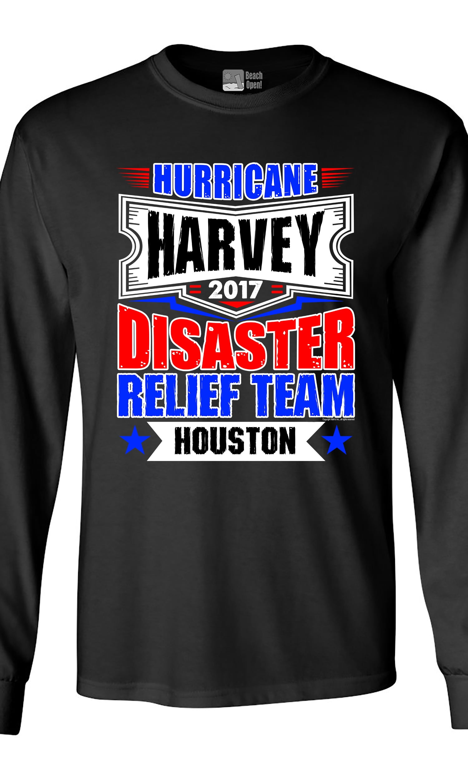 Long Sleeve Adult T-Shirt Hurricane Harvey Disaster Relief Team Houston ...