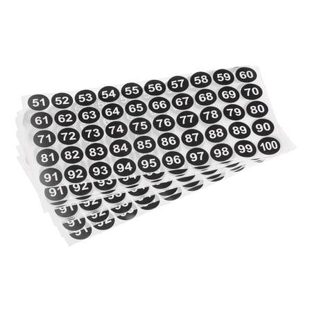 51 to 100 Number Stickers Number Label Self Adhesive Marked Sticker ...