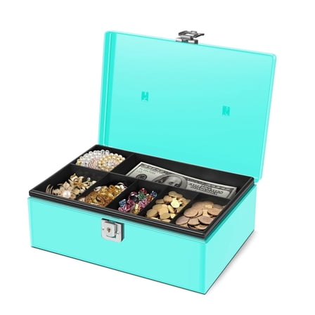 WeluvFit Cash Box Metal Money Box with Combination Lock and Money Tray ...