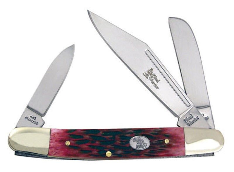 Steel Warrior Wrangler Stockman - Red Walnut Jigged Bone Handles Pocket ...