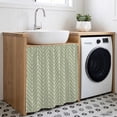 Cabinet Curtain 35''W x 35''L,Sage Green Geometric Under Sink Curtain ...