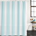 Aqua Striped Bathroom Shower Curtains with 12 Hooks Polyester ...