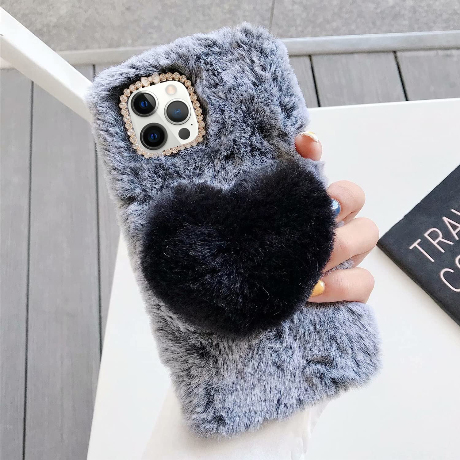 Compatible with iPhone 13 Pro Max Fuzzy Fluffy Case for Women Girls 3D ...