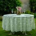 Ridhi Sage Green Round Tablecloth Indian Floral Block Printed Cotton ...