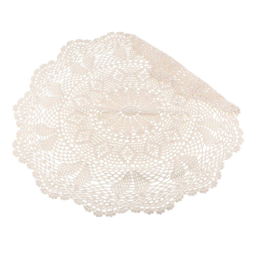 Click here for Elodie 60cm Round Crochet Doily Beige Cotton Handm... prices