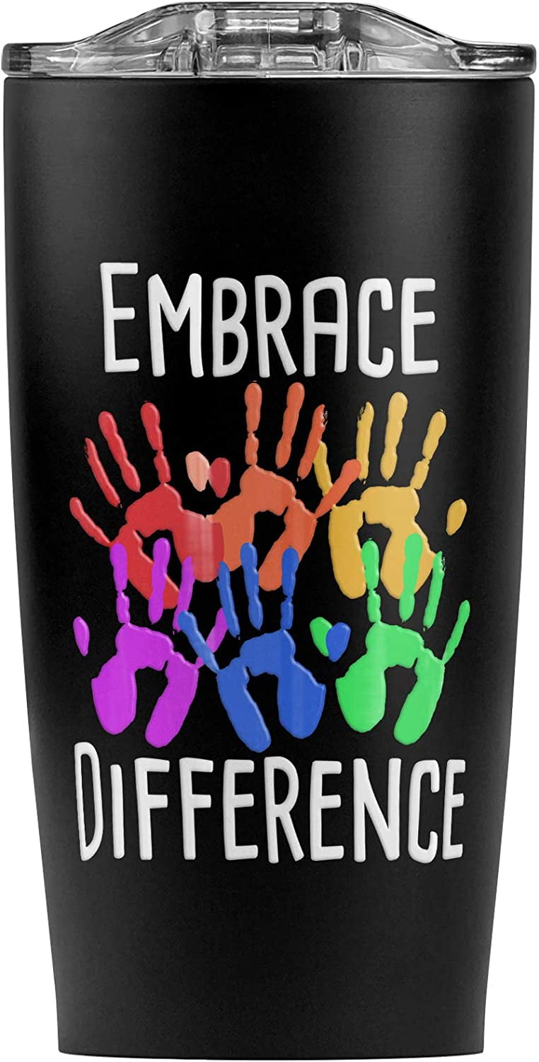 Embrace Difference Autism Hand Prints Stainless Steel 20 oz Travel ...