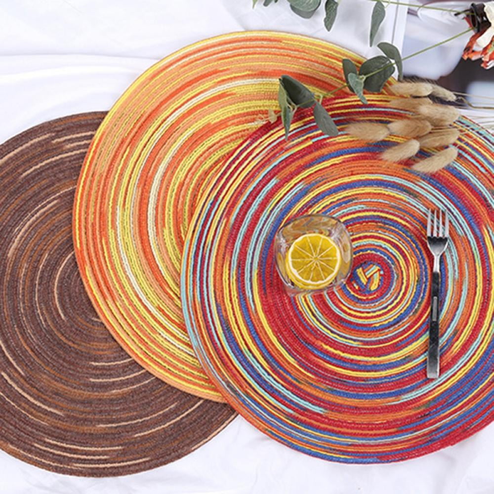 5 Sizes Round Braided Placemat Round Table Mat for Dining Tables ...