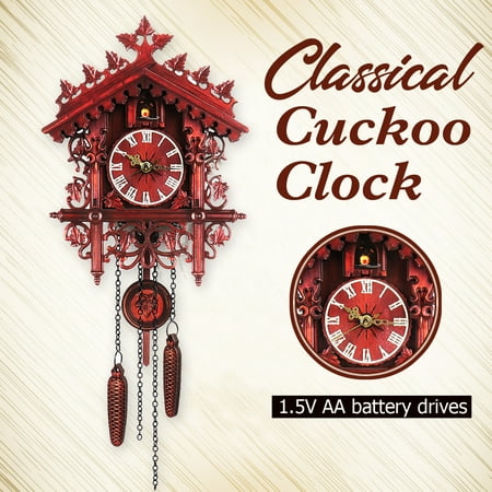 Antique Handmade Wooden Cuckoo Wall Clock Bird Time Bell Swing Clock ...
