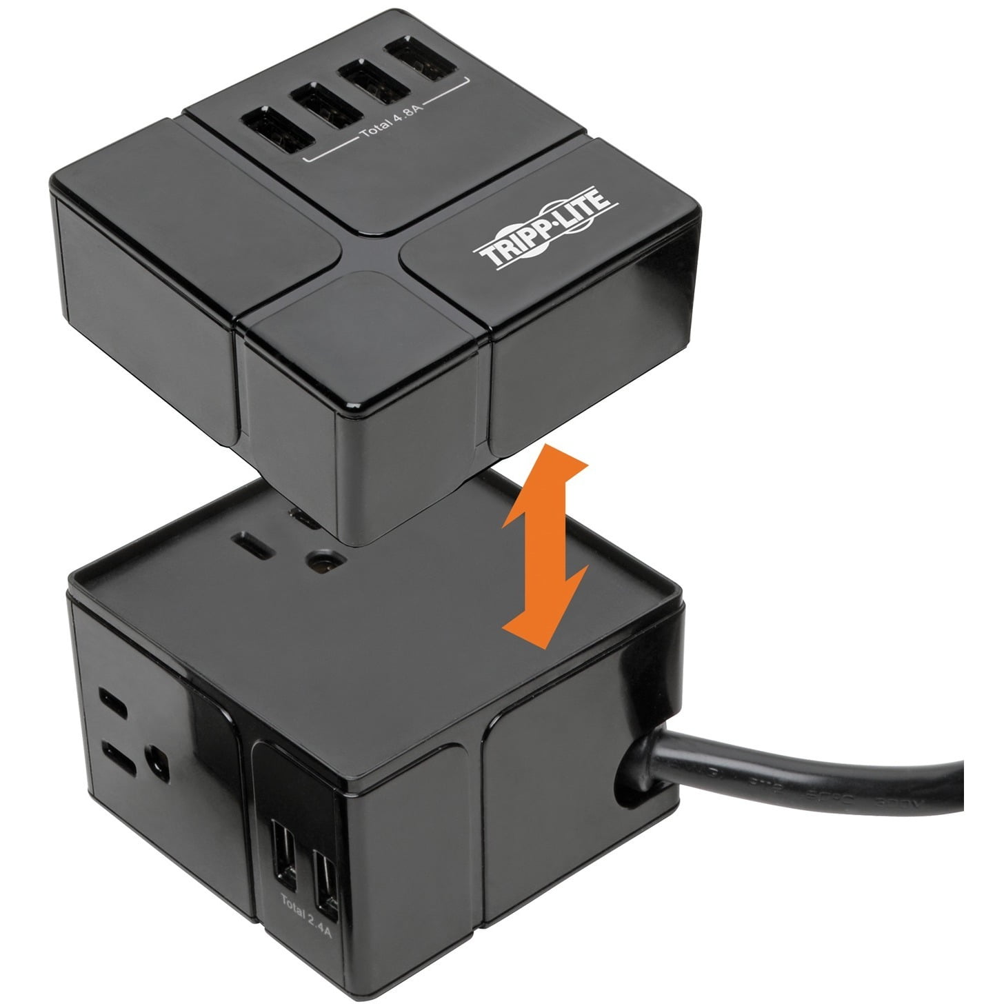 Tripp Lite Surge Protector Power Cube 3-Outlet 6 USB-A 7.2A 6ft Cord ...