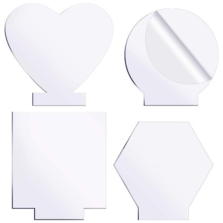 4 Pieces Different Clear Acrylic Sheet Round, Square, Heart, Pentagon ...