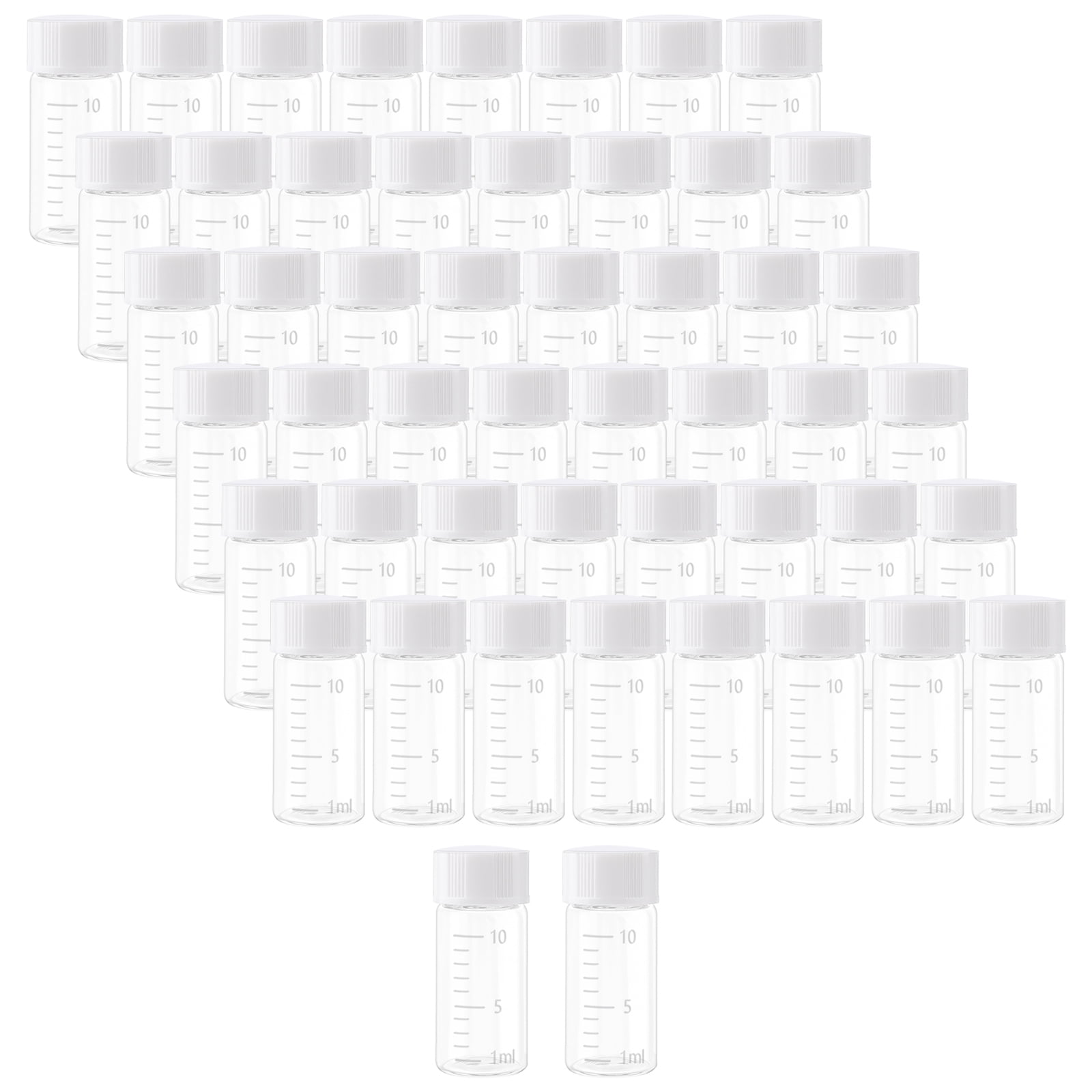 Clear Liquid Sampling Sample Glass Bottles Vials with Graduation White ...