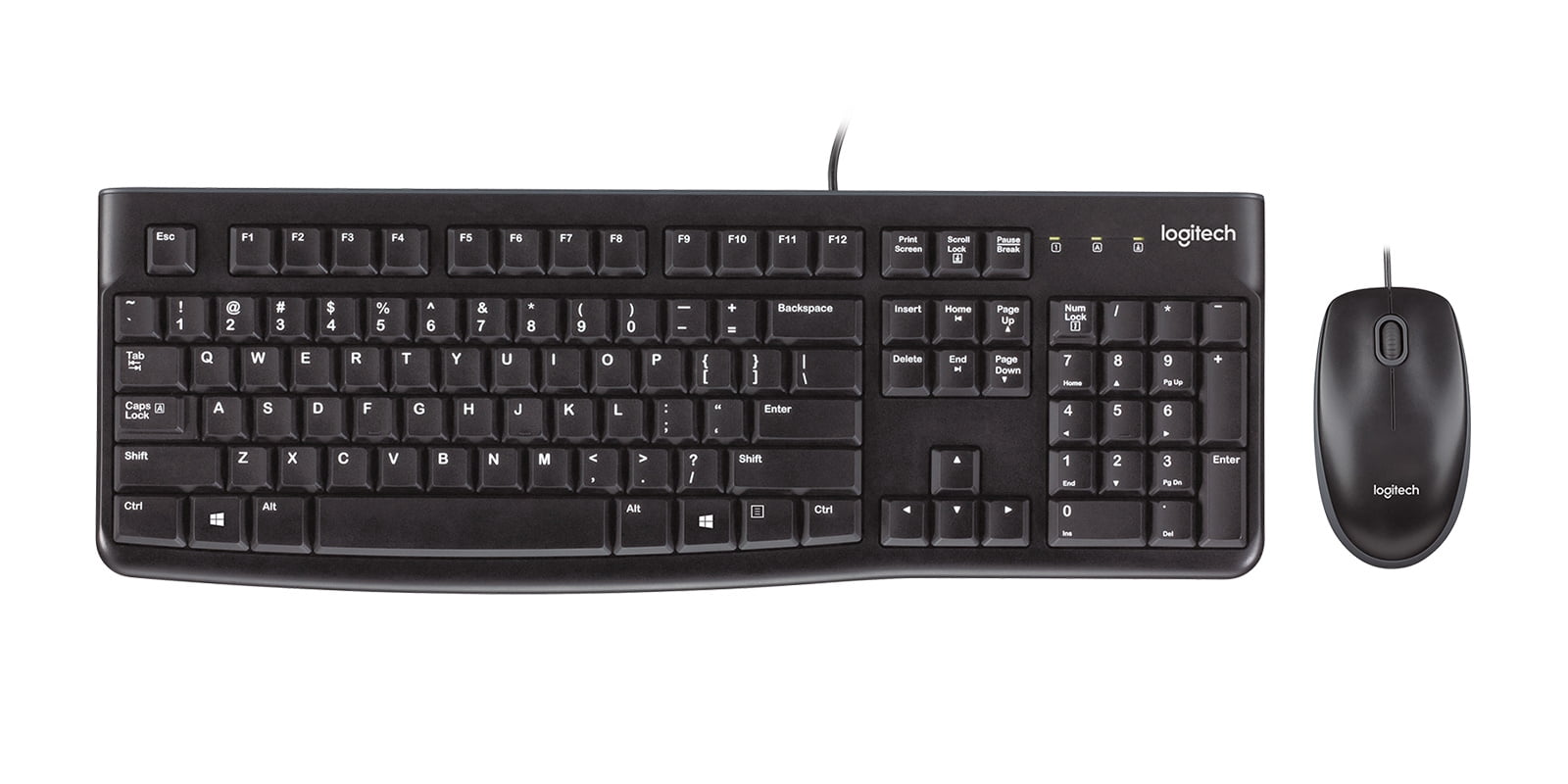 Logitech MK120 Corded Thin Profile USB QWERTY Desktop Keyboard and ...
