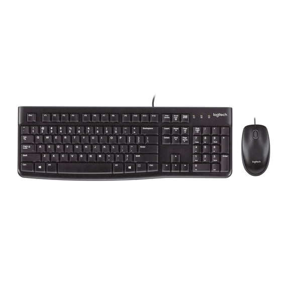 Logitech MK120 Corded Thin Profile USB QWERTY Desktop Keyboard and ...