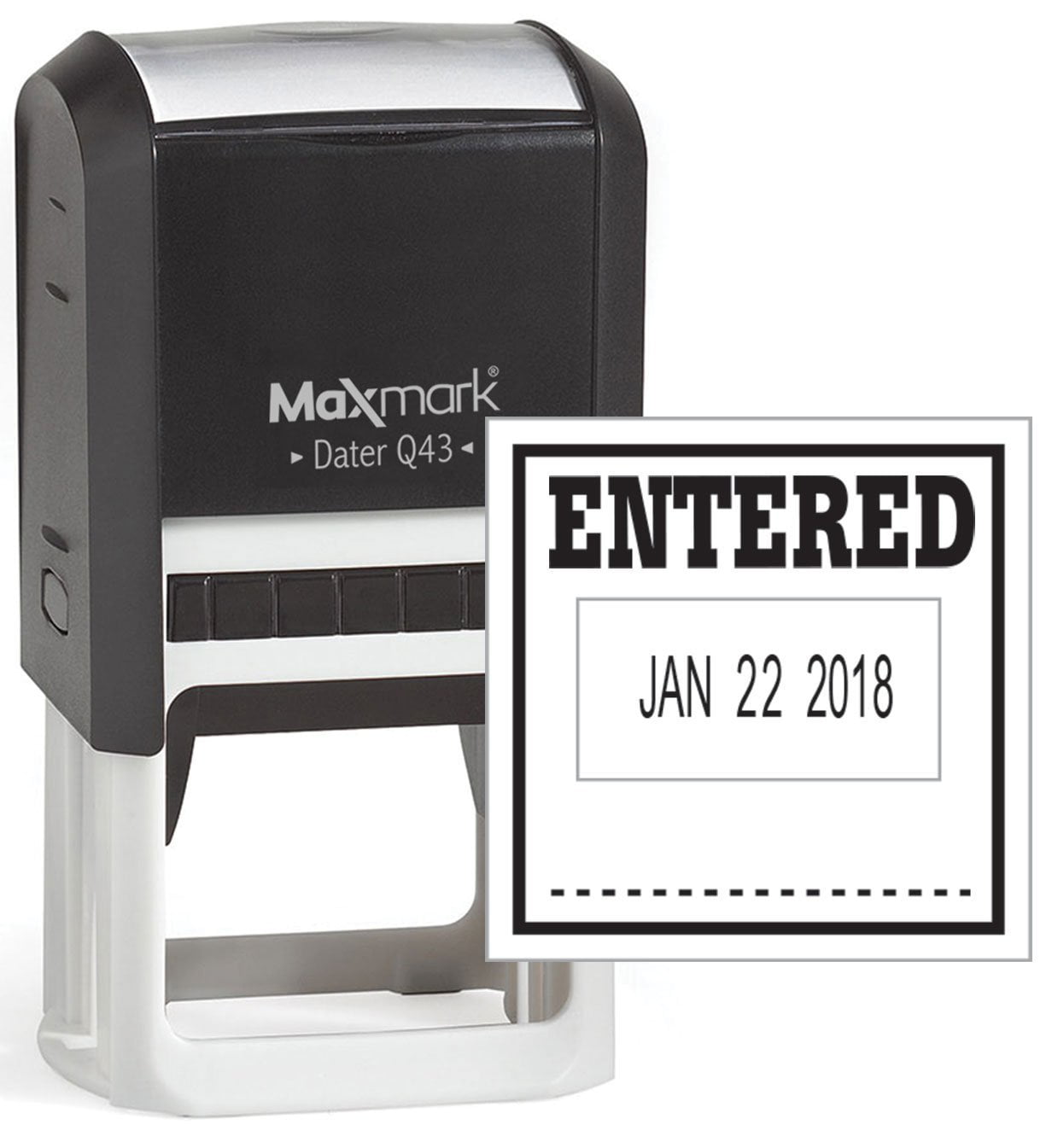 MaxMark Q43 (Large Size) Date Stamp with "ENTERED" Self Inking Stamp - Black Ink - Walmart.com