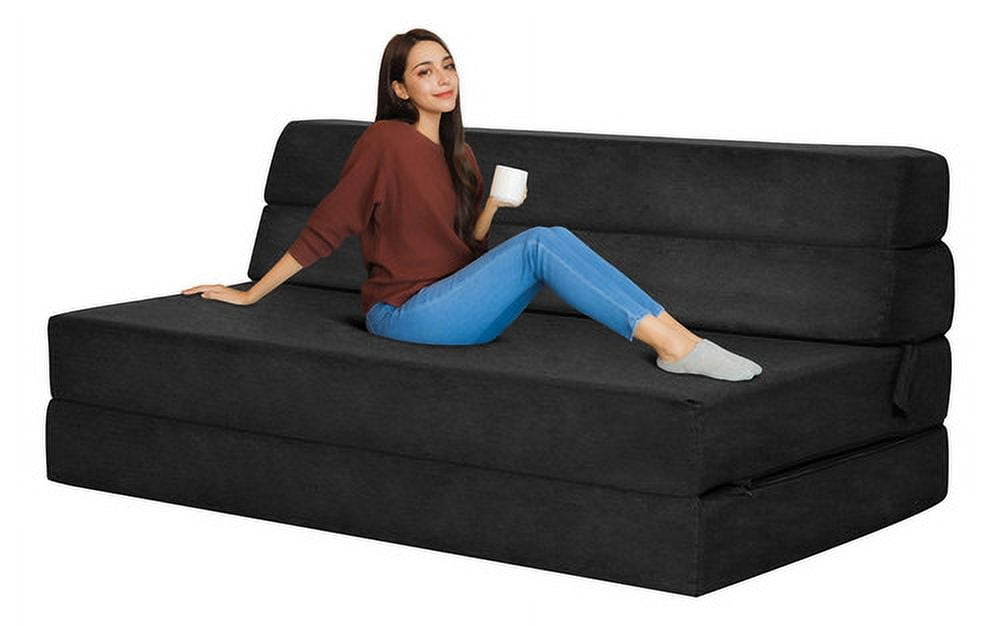 Colchon Sofa Cama Plegable Modular Sala Mueble 3 En 1 Negro | Bodega ...