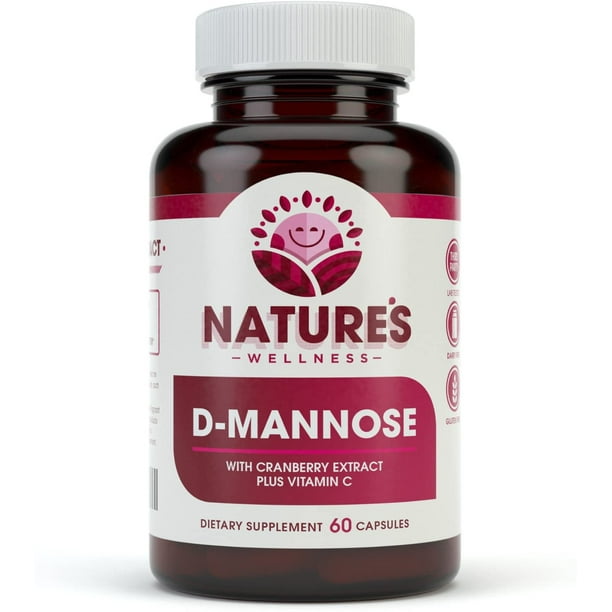 Suplemento D MANNOSE Natures Wellness con Extracto de Arándano y Vitamina C Limpieza del Tracto ...
