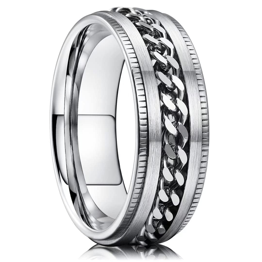 Anillo King Will Intertwine Spinner de 8 mm, plateado y acero ...