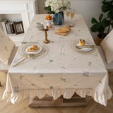 Lavender Embroidered Tablecloth - Round Lace Trim Heavyweight Tea Table ...