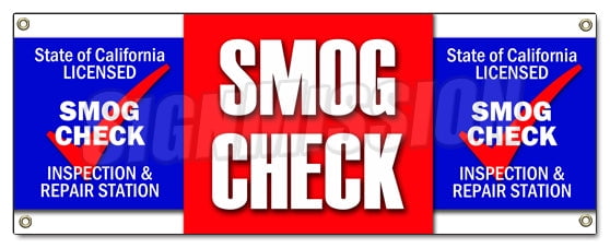SMOG CHECK BANNER SIGN auto automotive pollution car inspection ...
