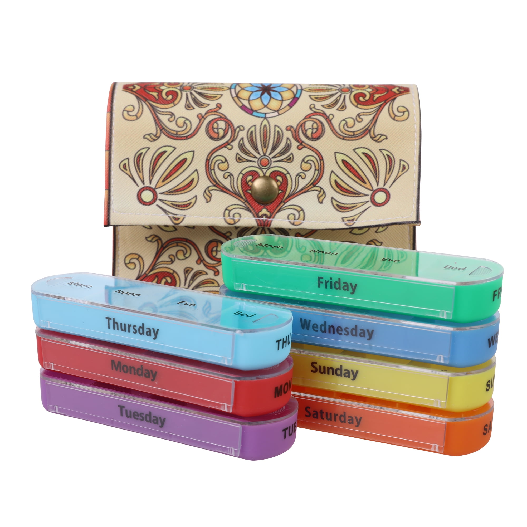 BRKURLEG Weekly Wallet Travel Pill Box Set, Prescription and Medication ...