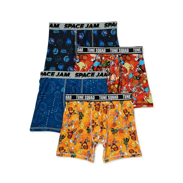 Warner Brothers Boys Space Jam Boxer Briefs, 4-Pack, Sizes 4-14 ...
