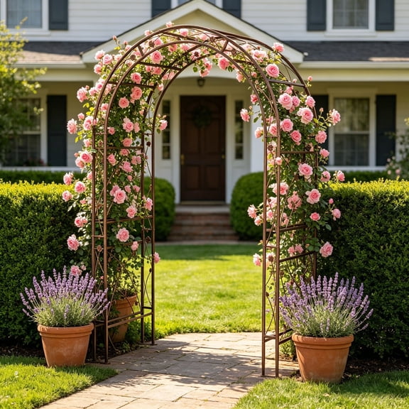 Ktaxon Garden Arch 7Ft Metal Trellis for Climbing Plants Outdoor Patio ...