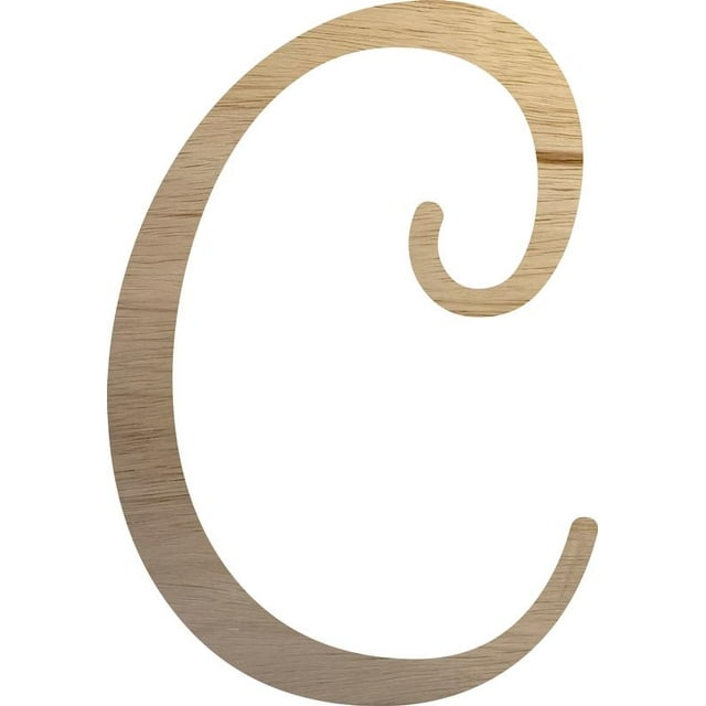Unfinished Wooden Cursive Letter C, Real Wood Material 18'' Tall ...