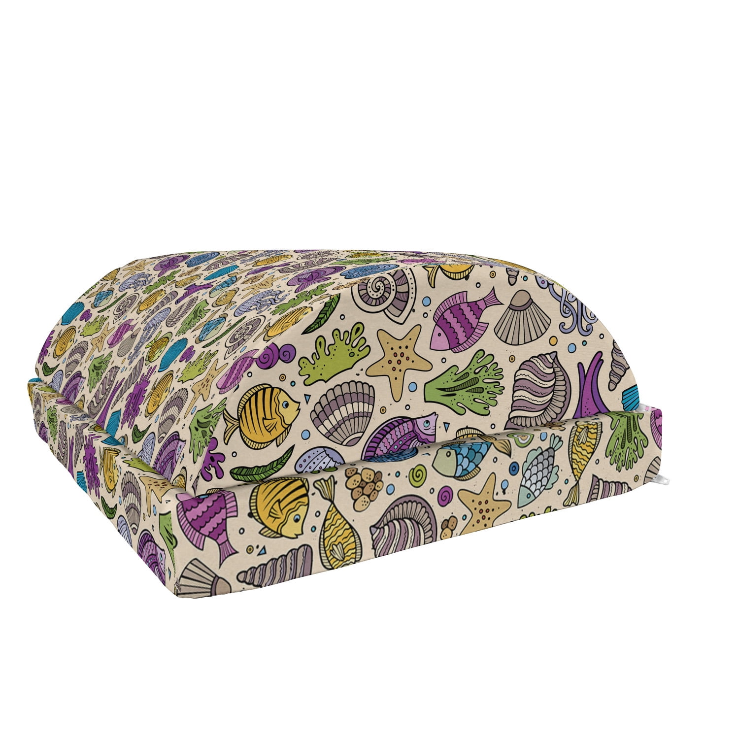 Cartoon Foot Rest, Colorful Undersea Ocean Creatures Shells Fish Tube ...