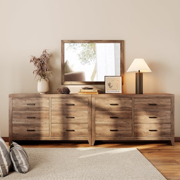 WAMPAT Set of 2 Six-Drawer Dresser for Bedroom, Kids Dressers with Wide ...