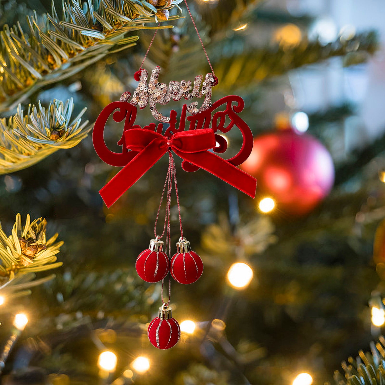 Click here for Boovnll Christmas Ornaments  Wine Red Flocked Chri... prices