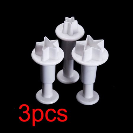 3 Pcs/Set Star Cake Cutter Plunger Cookies Sugar Paste Sugarcraft ...